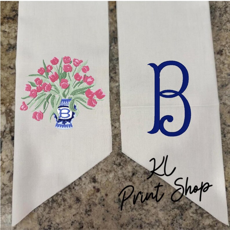 Monogrammed Flower Sash, Embroidered Sash, Spring Wreath Sash, Tulip ...