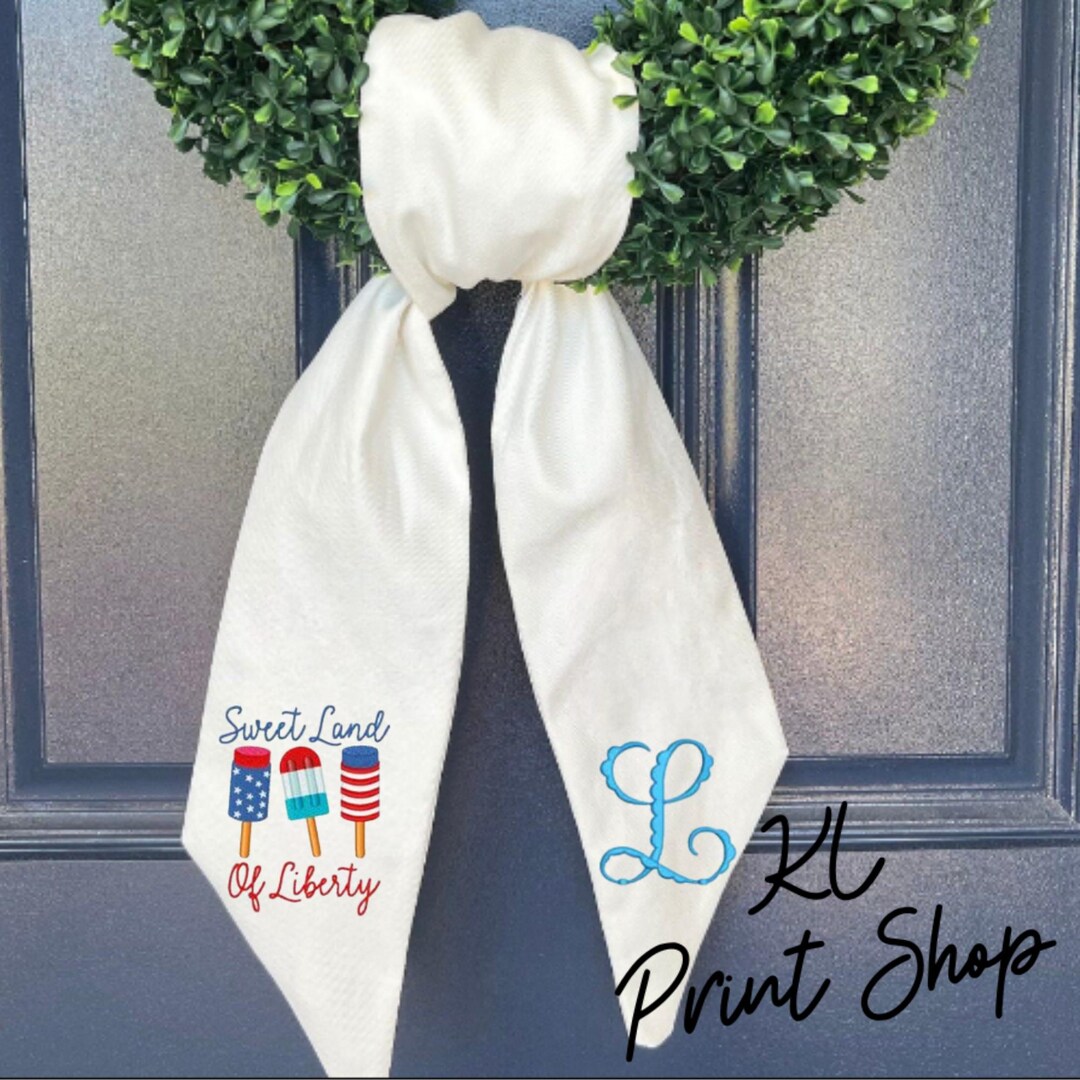 Monogrammed Fourth of July Wreath Sash, Fourth of July Sash, America ...