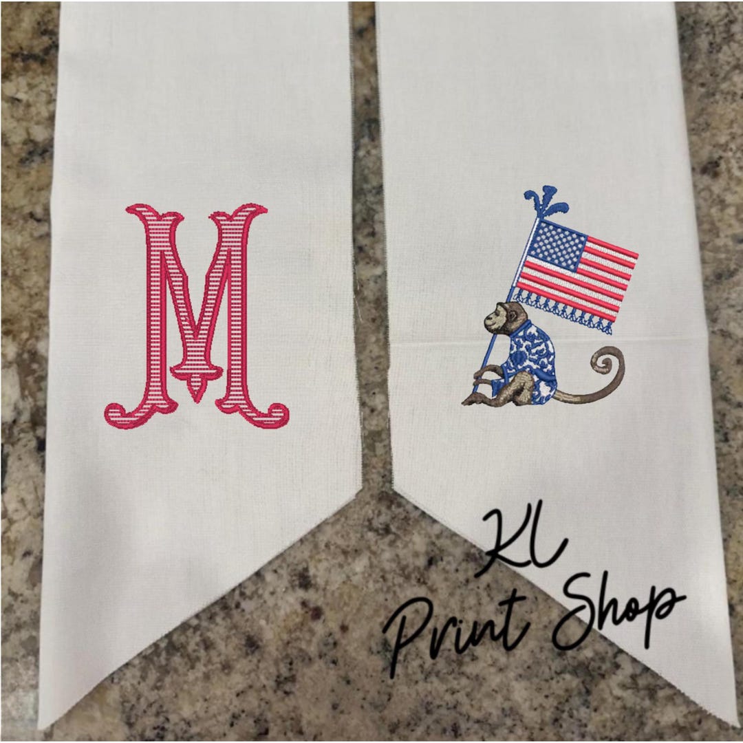 Monogrammed America Wreath Sash, Embroidered Sash, America Sash, Fourth ...
