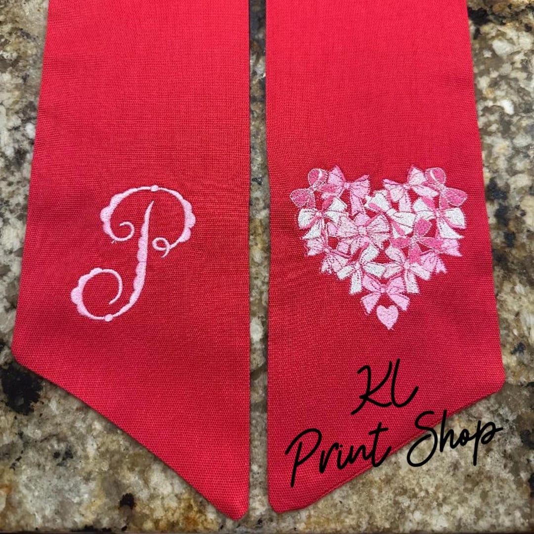 Monogrammed Valentine's Wreath Sash, Embroidered Sash, Valentines Day ...