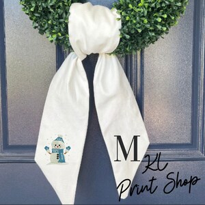 Monogrammed Snowman Wreath Sash, Winter Wreath Sash, Embroidered Sash ...