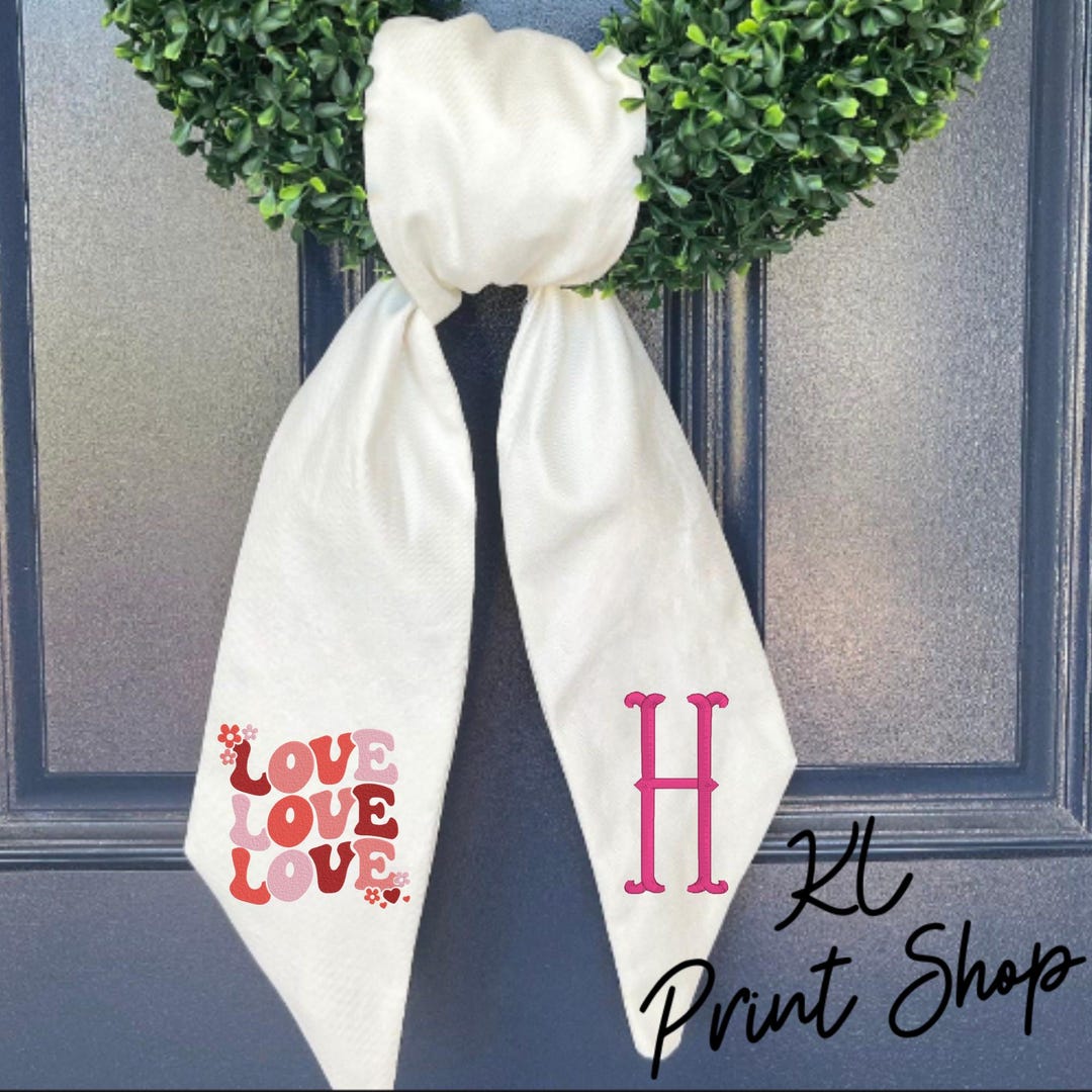 Monogrammed Vday Wreath Sash, Vday Sash, Sash for Door, Personalized ...