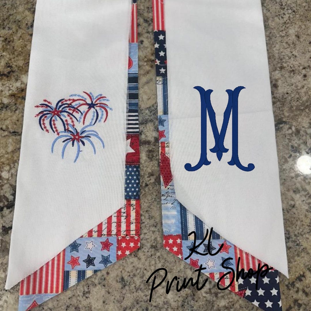 Monogrammed Sash, Wreath Sash, Firework Sash, USA Wreath Sash ...