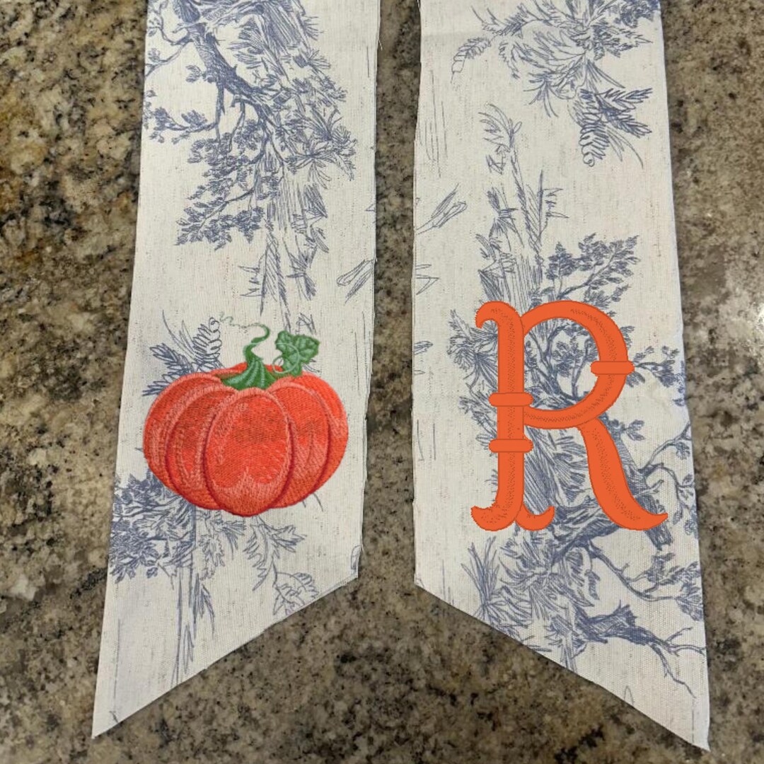 Monogrammed Sash, French Toile Sash, Pumpkin Wreath Sash, Pumpkin Sash ...