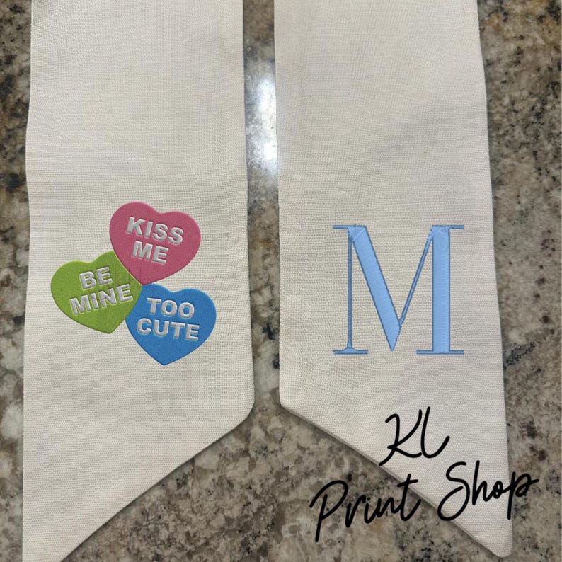 Monogrammed Valentine's Day Wreath Sash, Embroidered Sash, V-day Sash ...