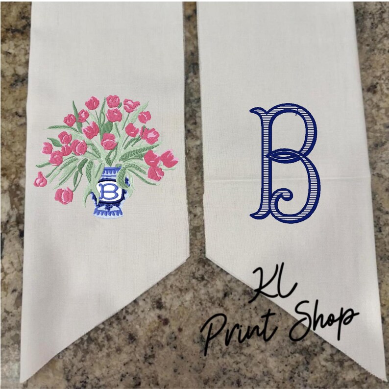 Monogrammed Flower Sash, Embroidered Sash, Spring Wreath Sash, Tulip ...