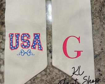 Monogrammed Sash, Patriotic Sash, Wreath Sash, Flag Wreath Sash ...