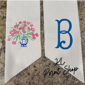Monogrammed Flower Sash, Embroidered Sash, Spring Wreath Sash, Tulip ...