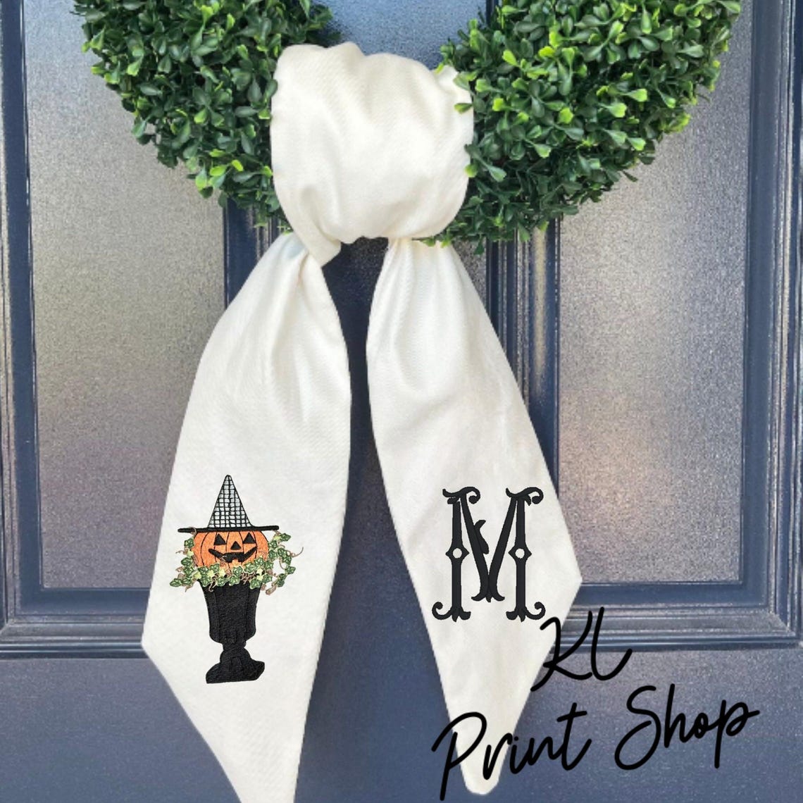 Monogrammed Fall Wreath Sash, Embroidered Sash, Fall Sash for Door ...