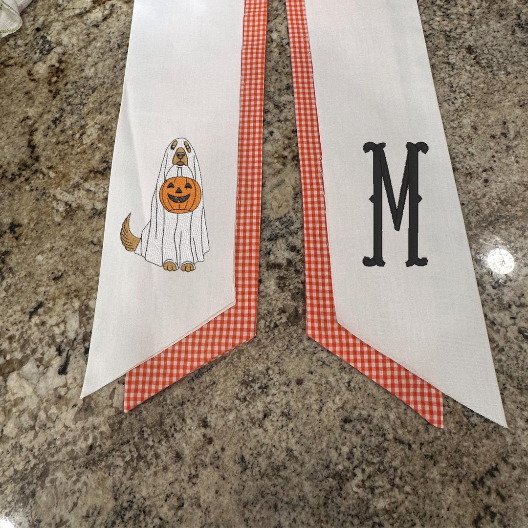 Monogrammed Sash, Boo Gift, Ghost Wreath Sash, Ghost Dog Sash ...