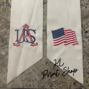 Monogrammed Sash, Patriotic Sash, Wreath Sash, Flag Wreath Sash ...