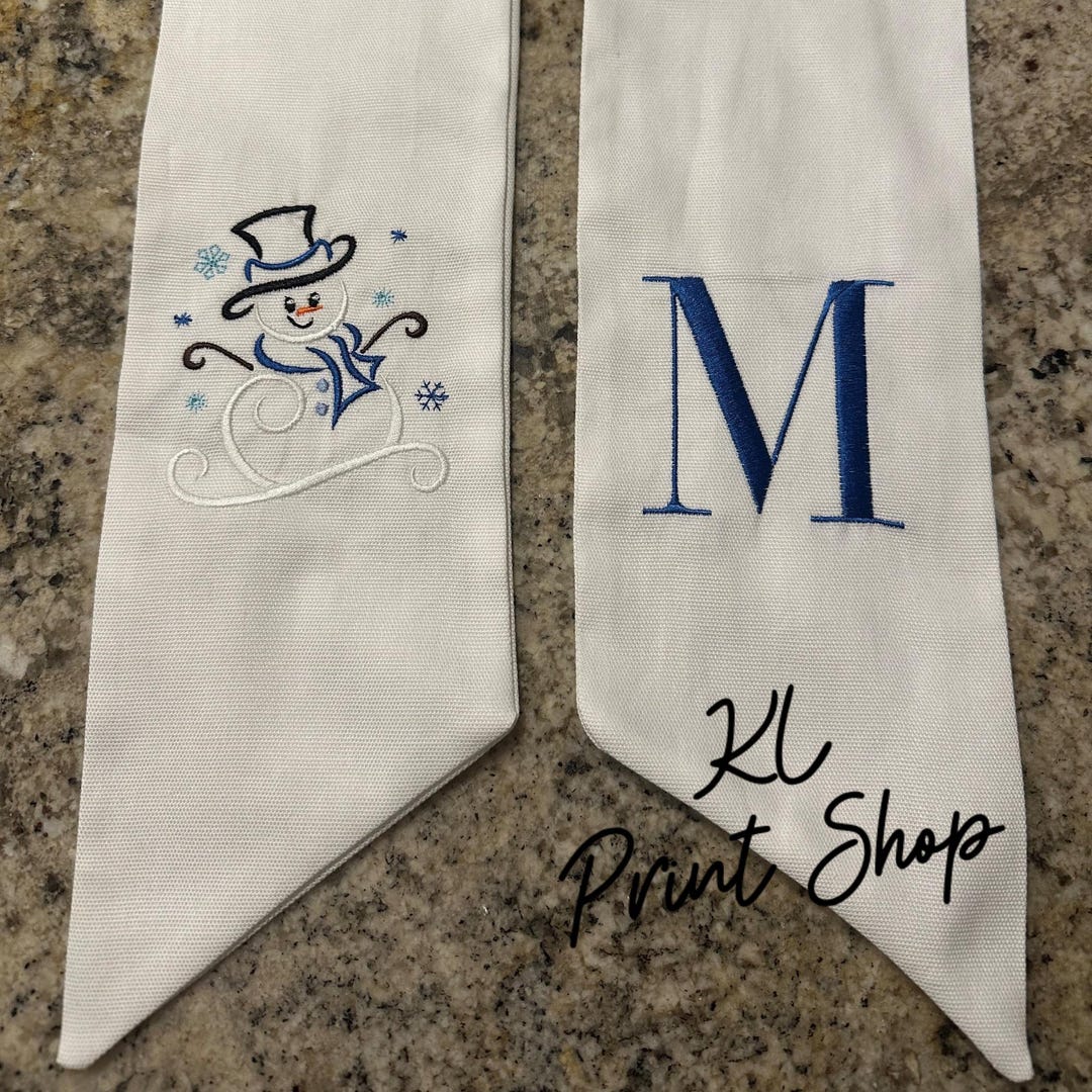 Monogrammed Winter Wreath Sash, Embroidered Sash, Snowflake Sash ...