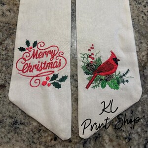 Monogrammed Cardinal Wreath Sash, Christmas Wreath Sash, Christmas Gift ...