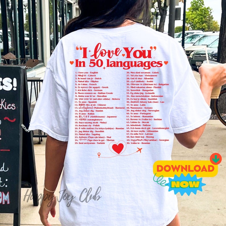 I Love You in 50 Languages SVG PNG Design 3 Colors, I Love You Clipart ...