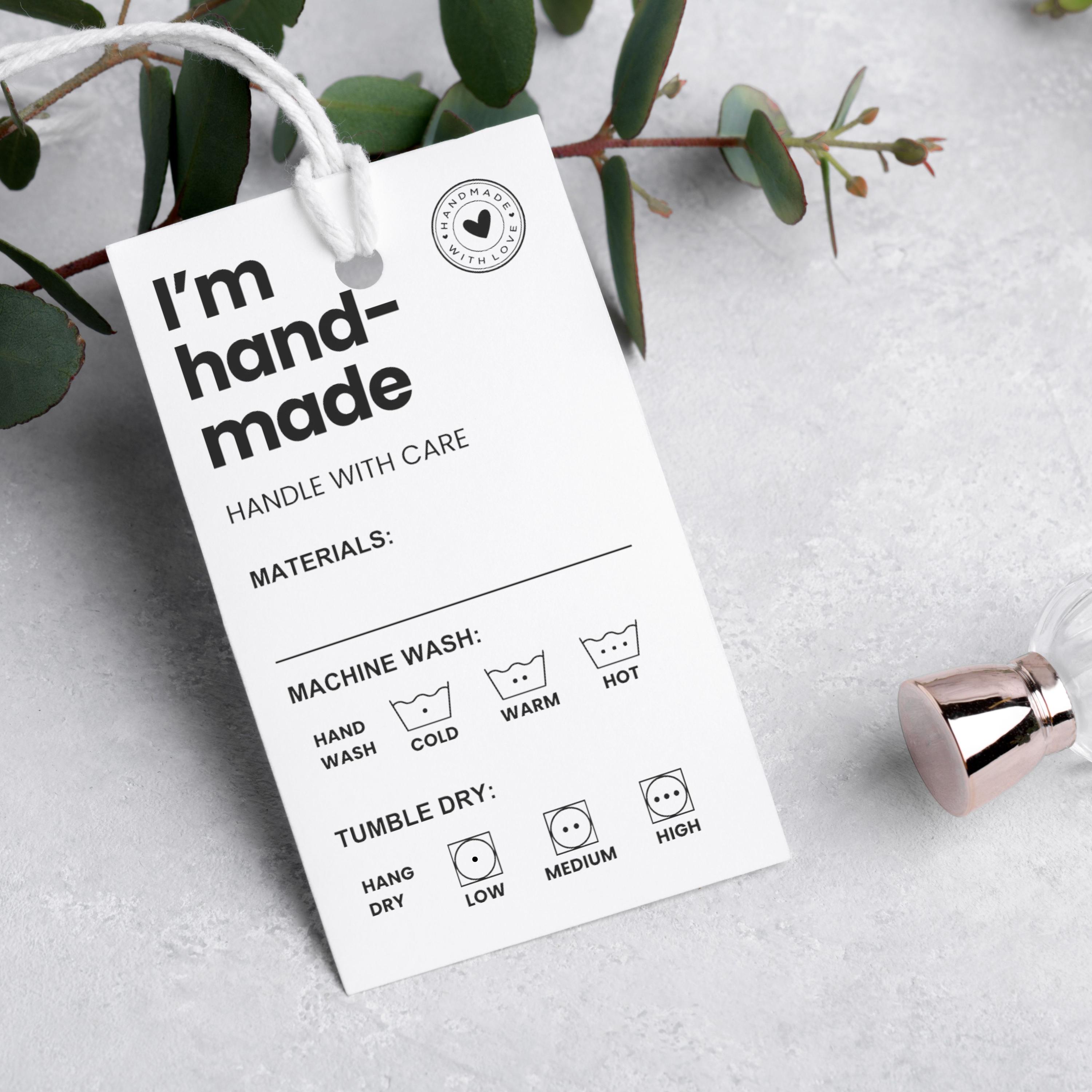 I'm Handmade Printable Care Tags Labels PD, Clothing Care Instructions ...
