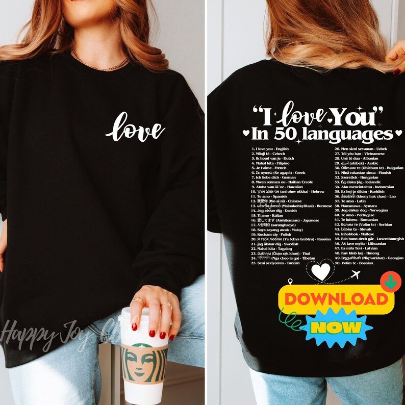 I Love You in 50 Languages SVG PNG Design 3 Colors, I Love You Clipart ...
