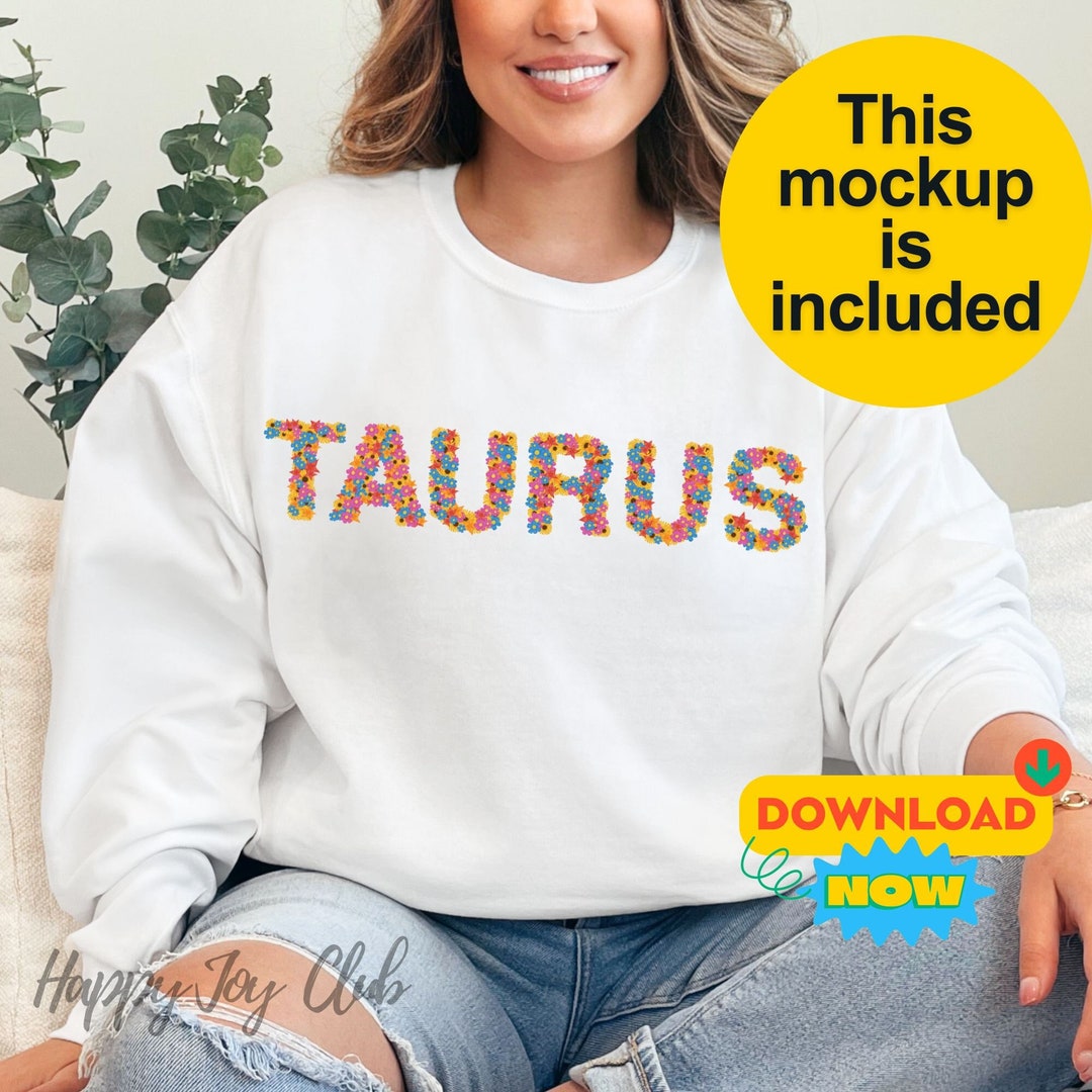 Floral Letters Taurus Zodiac PNG INCLUDES 1 Mockup, Horoscope Design ...