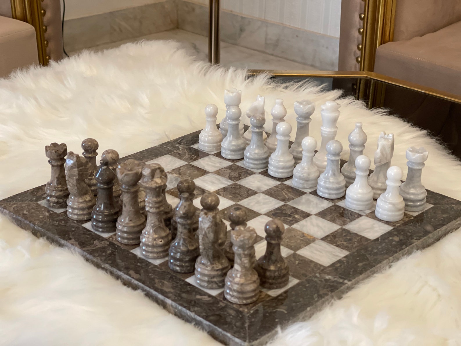 Premium Handmade Chess Set, Marble Chess Game, 30 Cm X 30 Cm Chess ...