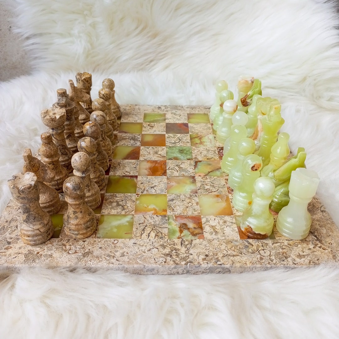 Premium Handmade Chess Set, Marble Chess Game, 30 Cm X 30 Cm Chess ...