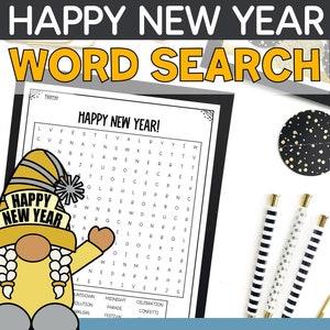 HAPPY NEW YEAR Word Search, Fun No Prep Activity for Classrooms ...