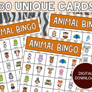 Animal Printable Bingo Game for Kids, Preschool Activity, Classroom ...