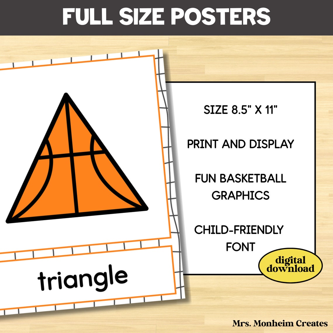2D Geometric Shapes Flashcards, Basketball Theme, Educational Resource ...