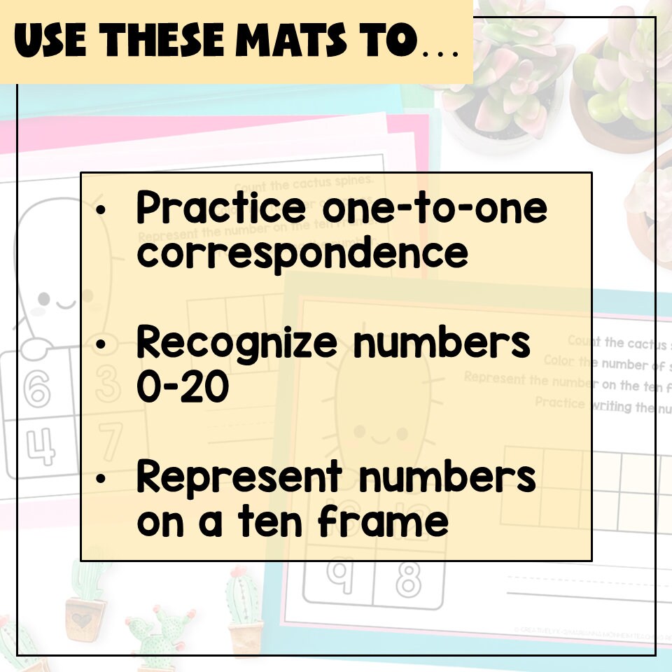Numbers 0-20 Counting Mats, One-to-one Correspondence, Kindergarten ...