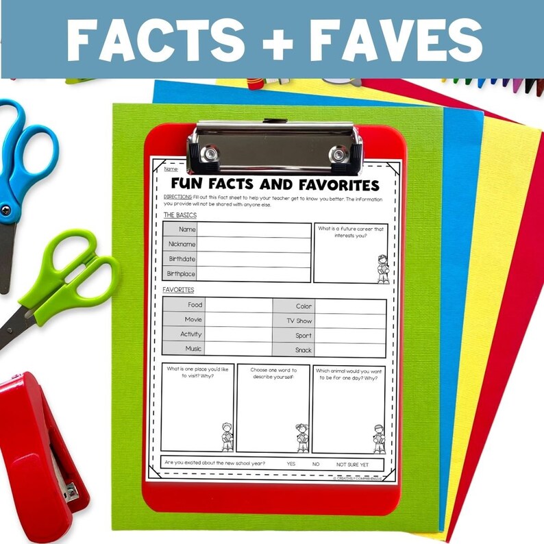 Student Survey Questionnaire for Back to School, Get to Know You ...