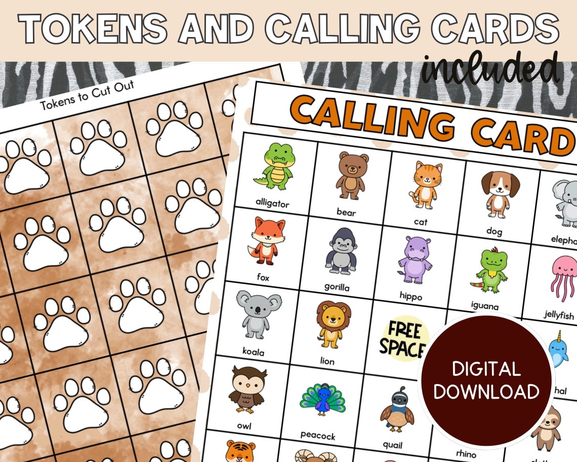 Animal Printable Bingo Game for Kids, Preschool Activity, Classroom ...