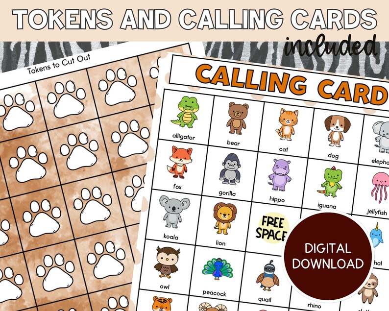 Animal Printable Bingo Game for Kids, Preschool Activity, Classroom ...