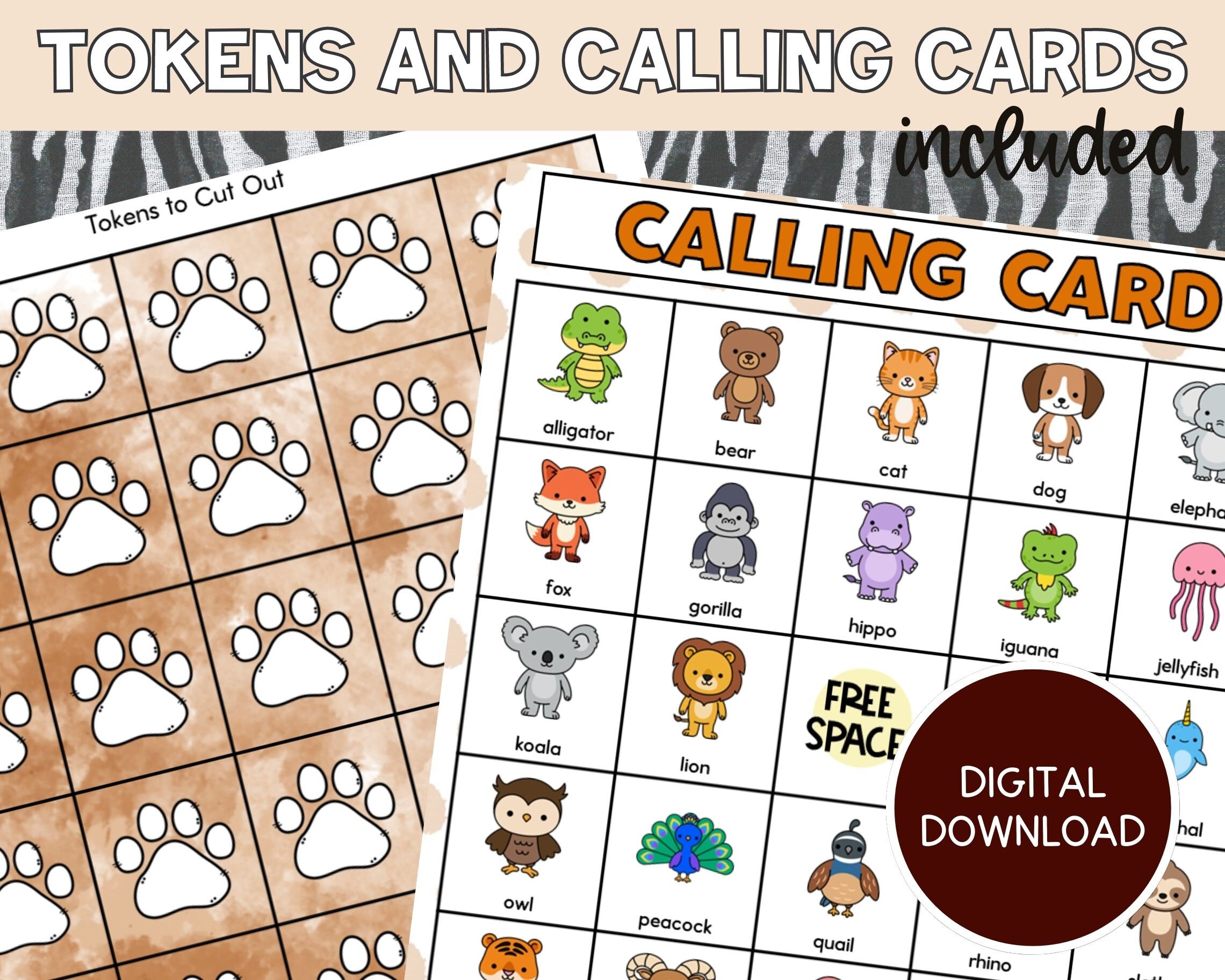 Animal Printable Bingo Game for Kids, Preschool Activity, Classroom ...