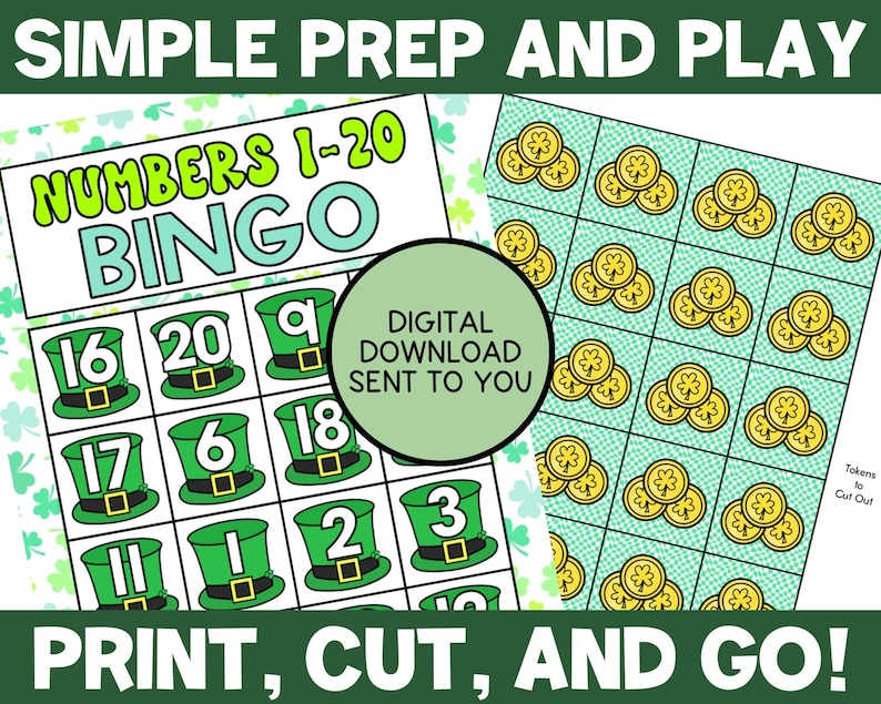 Numbers 1-20 Bingo St. Patrick's Day Math Practice Activity Preschool ...