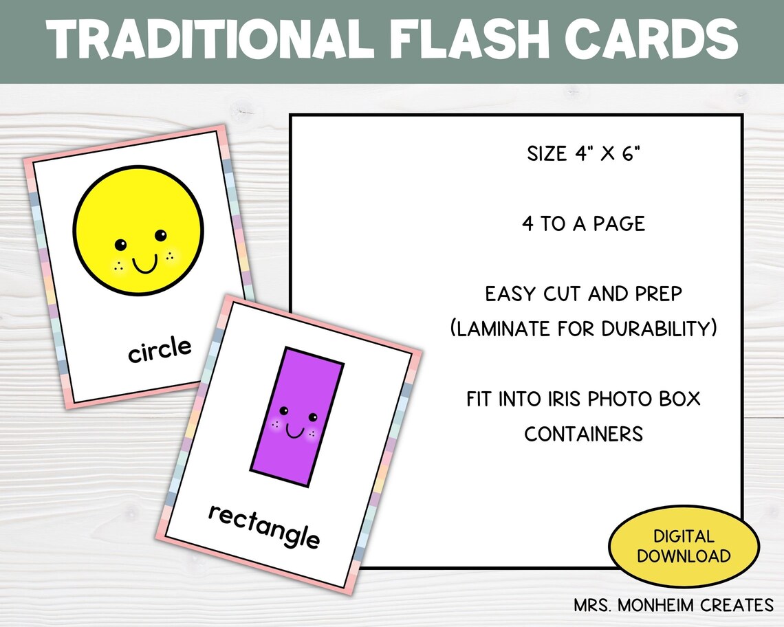 Geometric Shapes Flash Cards Printable Flash Cards Montessori Preschool ...