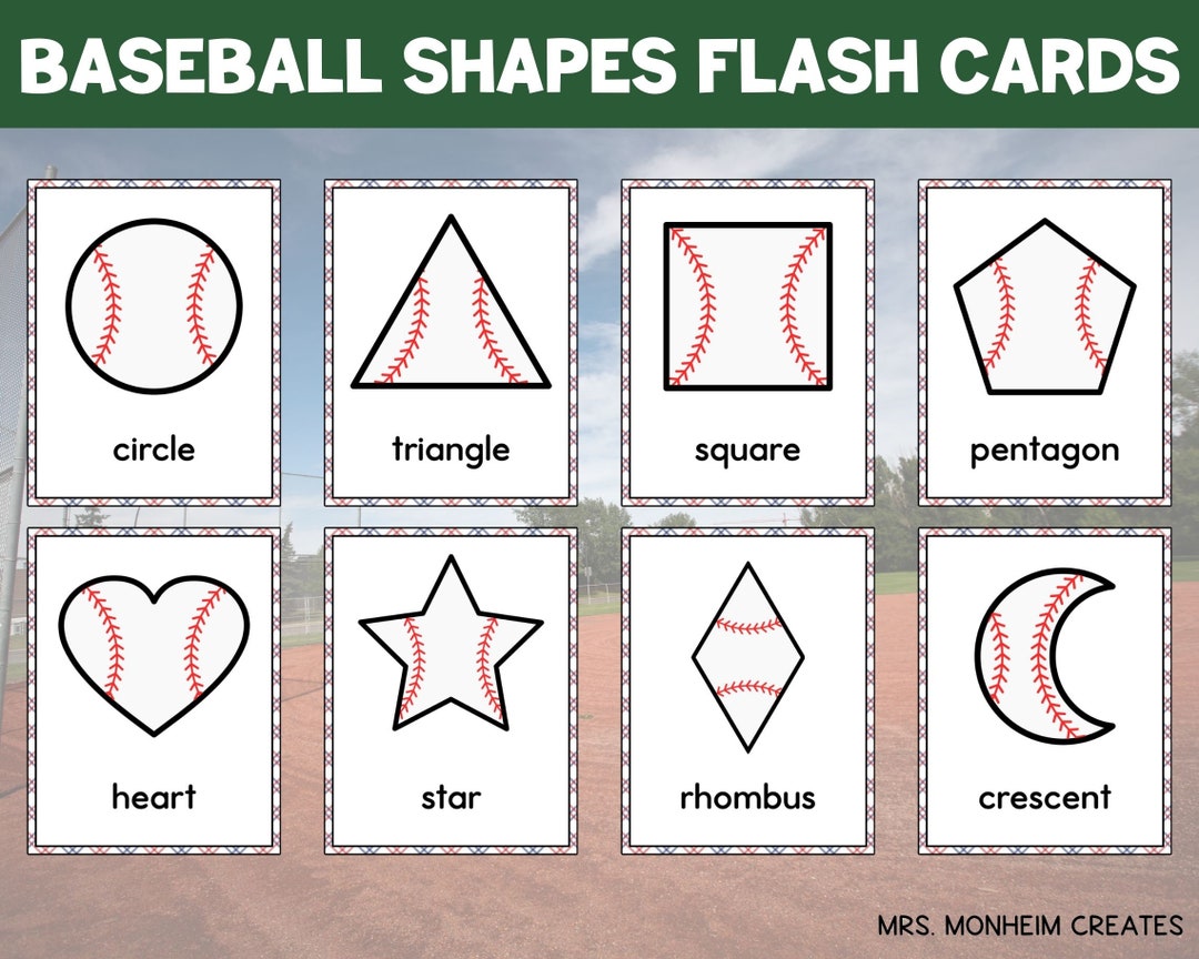 Geometric Baseball Shapes Flash Cards | Baseball Shape Cards ...