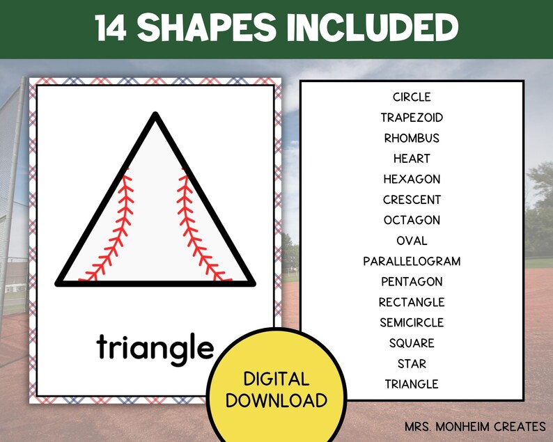 Geometric Baseball Shapes Flash Cards Baseball Shape Cards - Etsy