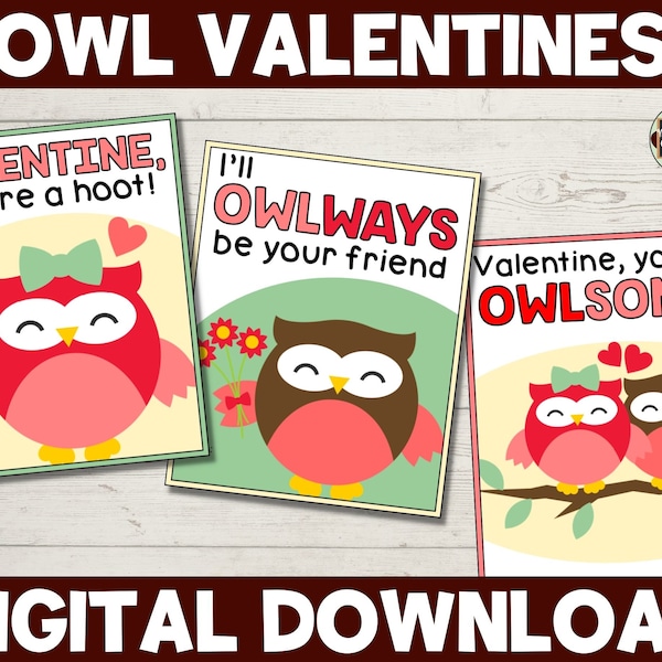 Owl Valentine Card - Etsy