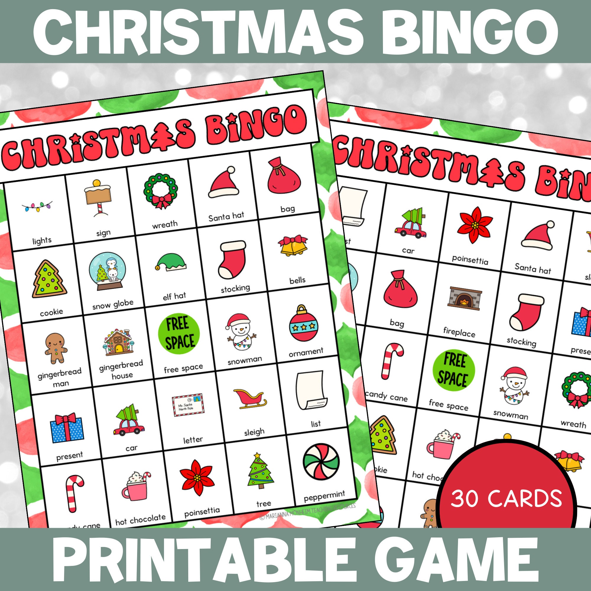 Christmas BINGO Printable Activity for Students, Families, or Seniors ...