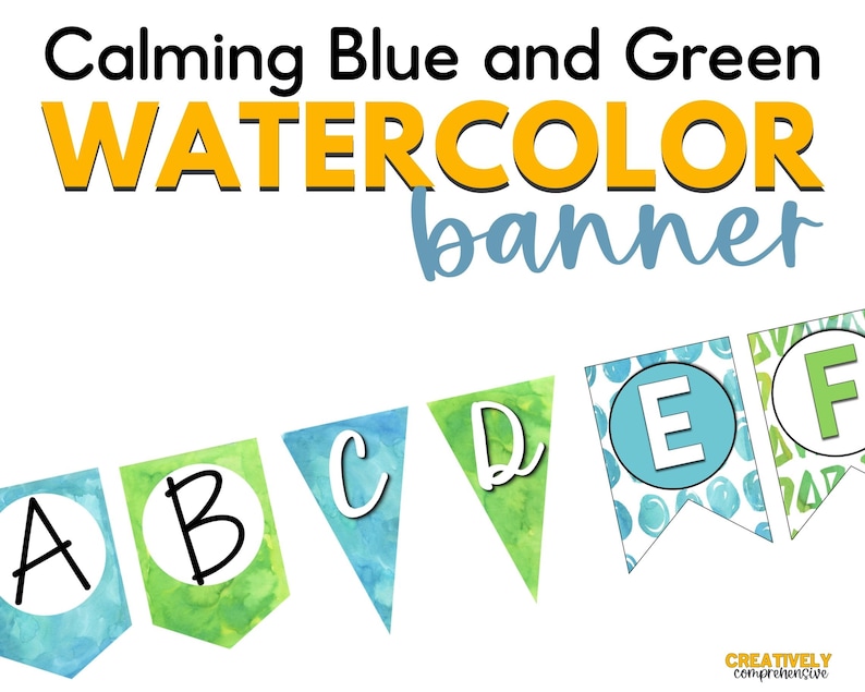 Editable Watercolor Banner, Customizable Bunting and Flags, Mix and ...