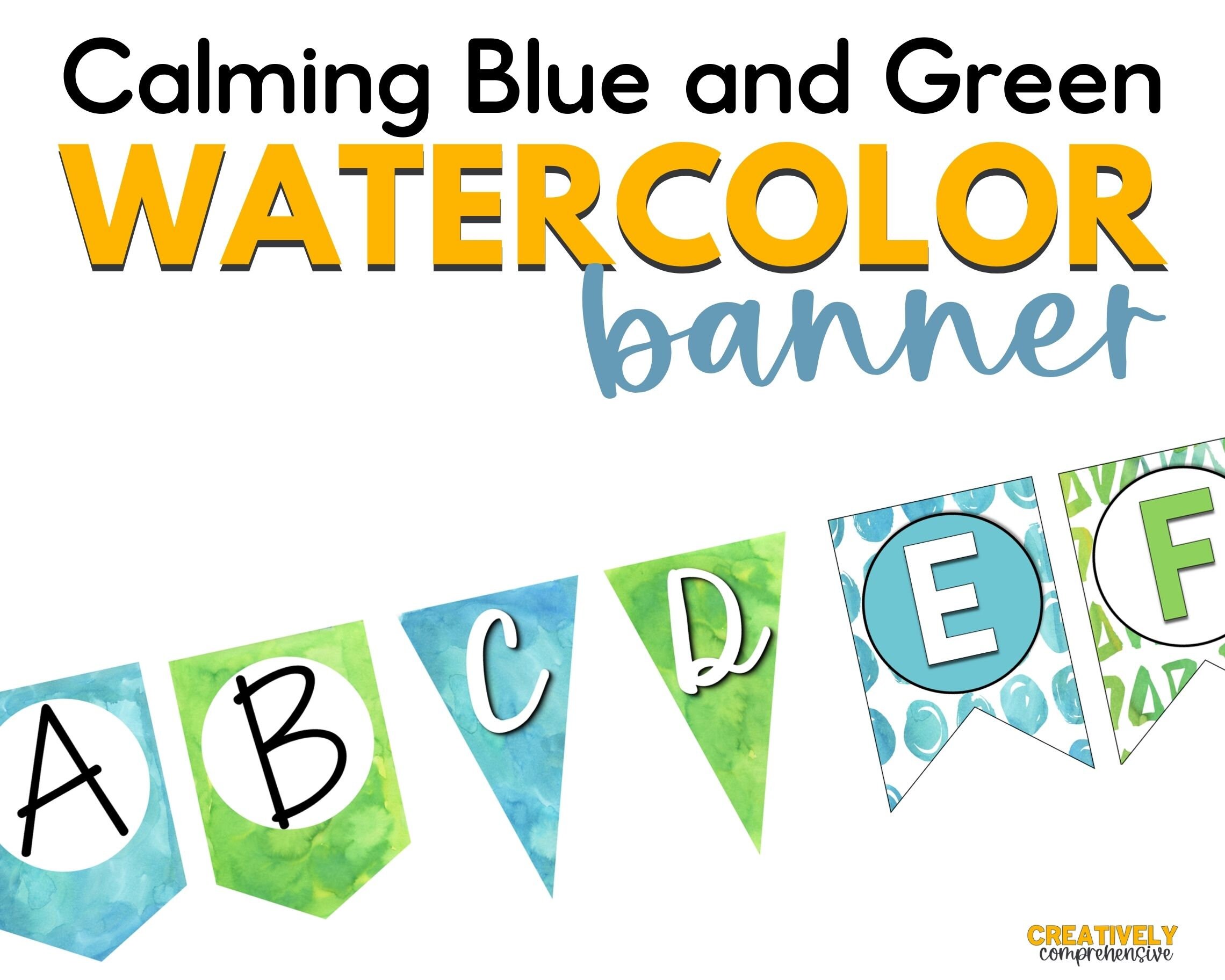 Editable Watercolor Banner, Customizable Bunting and Flags, Mix and ...