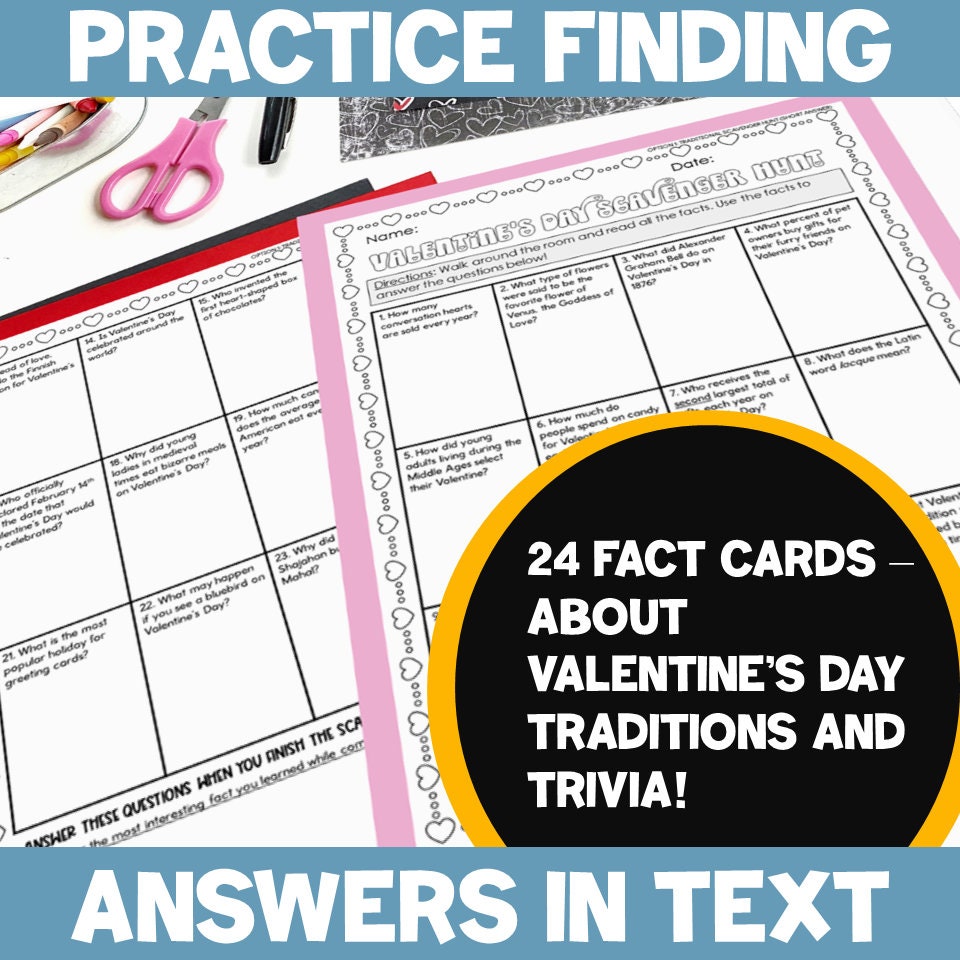 Valentine's Day Scavenger Hunt for Kids, Fun February Party Activity ...