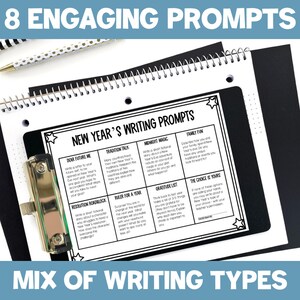 New Years 2024 Writing Prompt Choice Board, Great Activity for ...