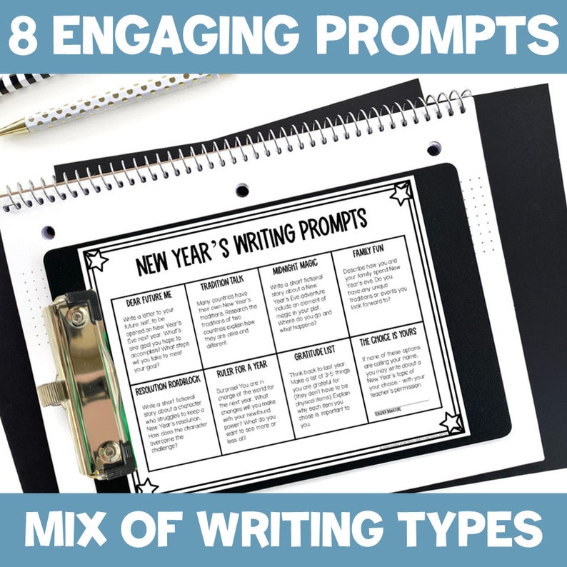 New Years 2024 Writing Prompt Choice Board, Great Activity for ...