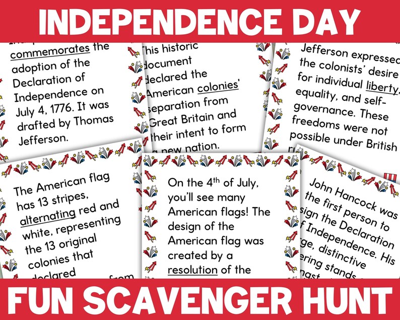 4th of July Scavenger Hunt for Kids, Fun Independence Day Party ...
