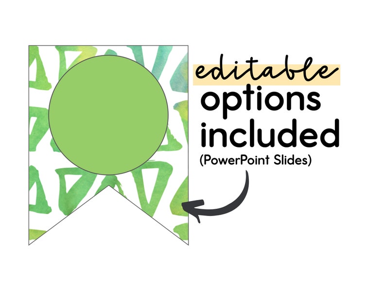 Editable Watercolor Banner, Customizable Bunting and Flags, Mix and ...