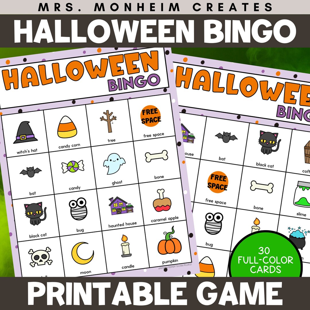 Halloween Bingo Activity for Students, School Party Game, 30 Unique ...