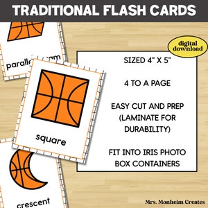 2D Geometric Shapes Flashcards, Basketball Theme, Educational Resource ...