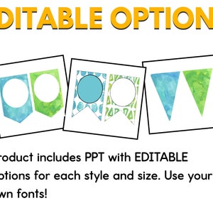 Editable Watercolor Banner, Customizable Bunting and Flags, Mix and ...