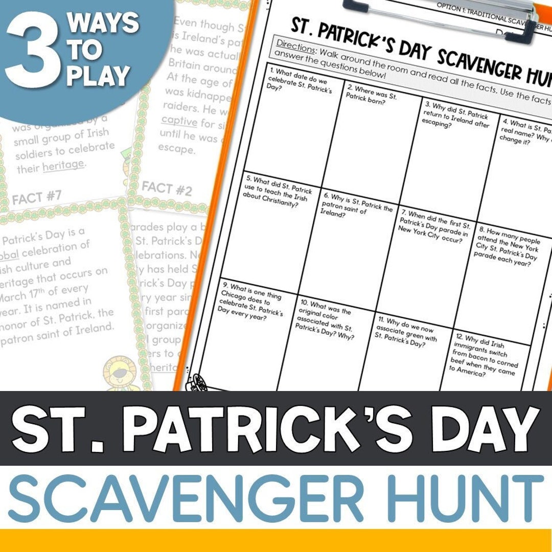 St. Patrick's Day Scavenger Hunt Activity - Perfect for Kids and ...