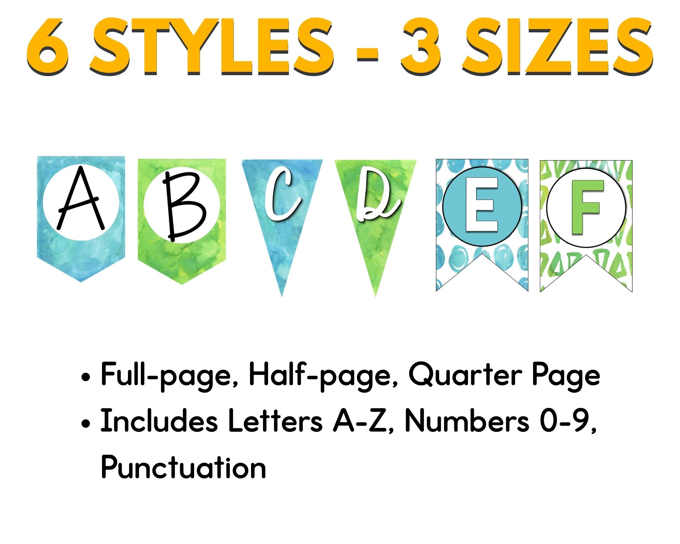 Editable Watercolor Banner, Customizable Bunting and Flags, Mix and ...