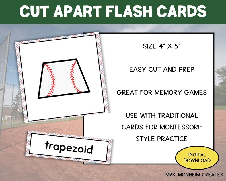 Geometric Baseball Shapes Flash Cards Baseball Shape Cards - Etsy